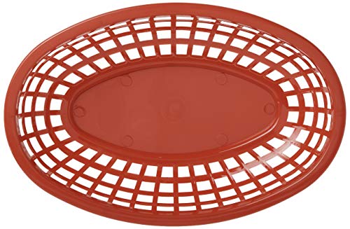 Tablecraft H1074RWB 6 Piece Classic Oval Plastic Baskets, Red/White and Blue