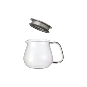 Kinto Stainless Unitea One Touch Teapot 460 ml. Heat-resistant glass teapot with stainless steel strainer and lid.