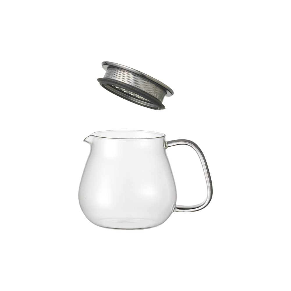 Kinto Stainless Unitea One Touch Teapot 460 ml. Heat-resistant glass teapot with stainless steel strainer and lid.