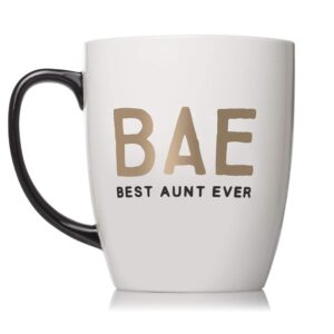 Pearhead Bae Best Aunt Ever Ceramic Mug, Aunt Coffee Mug, Best Aunt Gifts, White