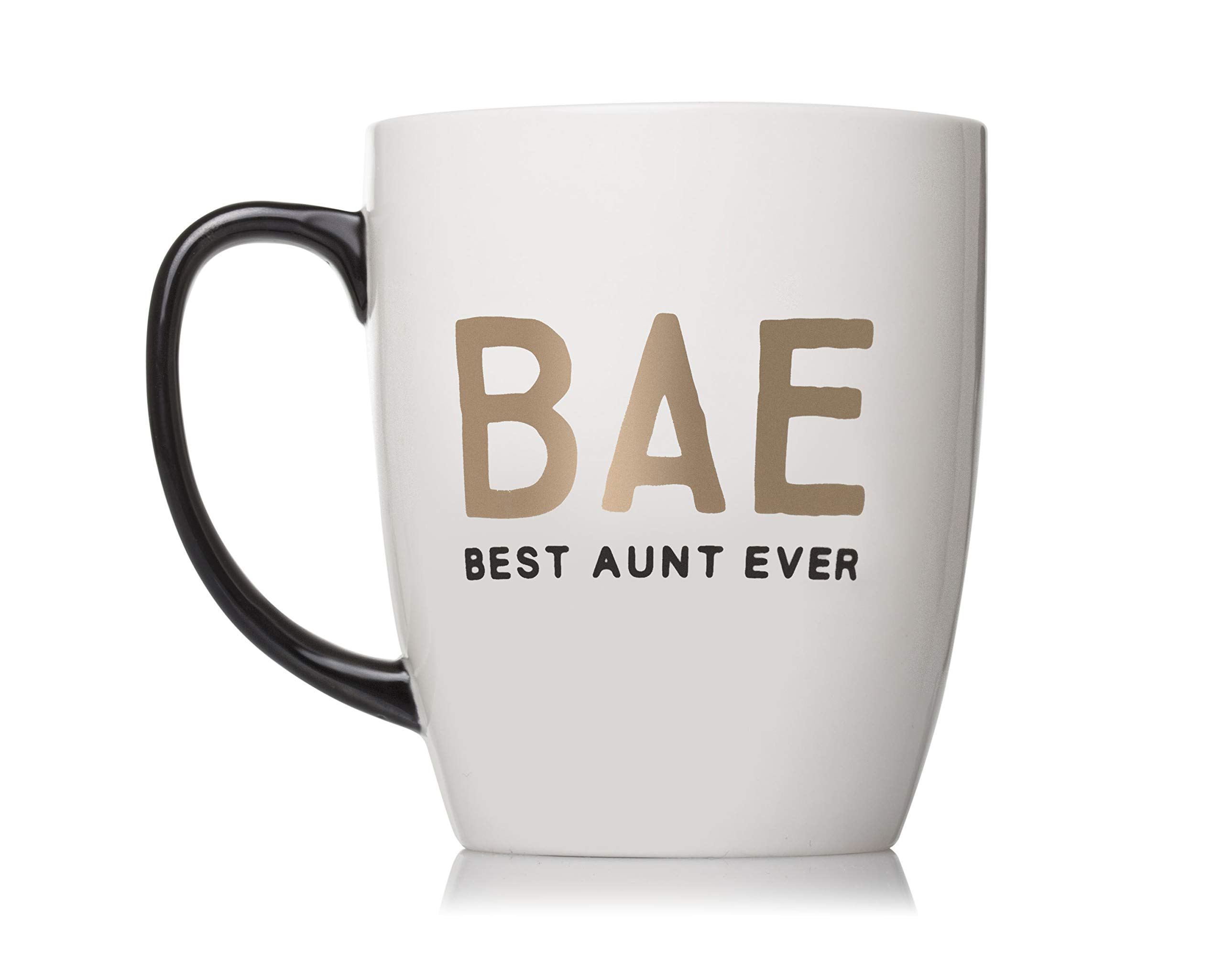 Pearhead Bae Best Aunt Ever Ceramic Mug, Aunt Coffee Mug, Best Aunt Gifts, White