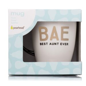 Pearhead Bae Best Aunt Ever Ceramic Mug, Aunt Coffee Mug, Best Aunt Gifts, White