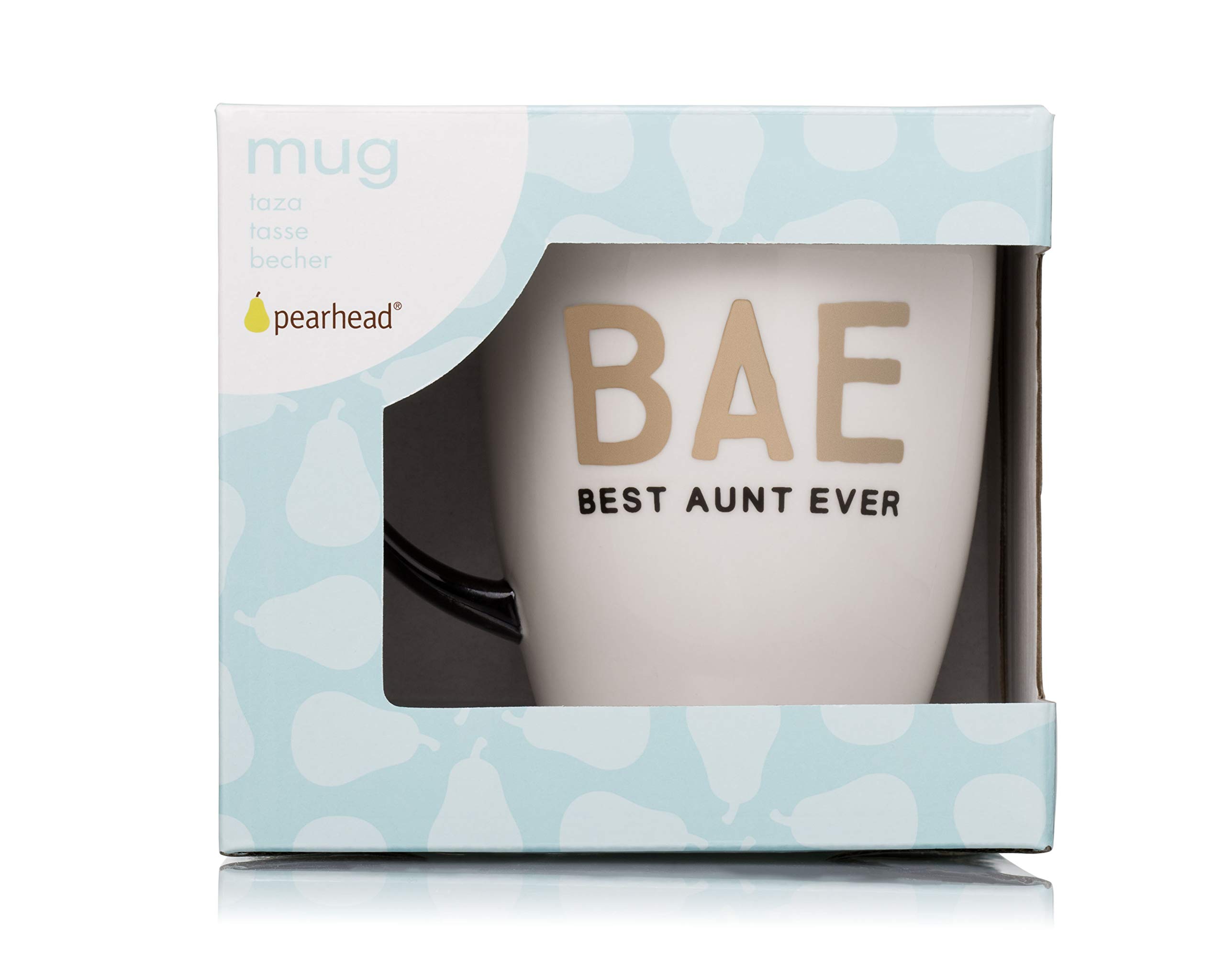 Pearhead Bae Best Aunt Ever Ceramic Mug, Aunt Coffee Mug, Best Aunt Gifts, White