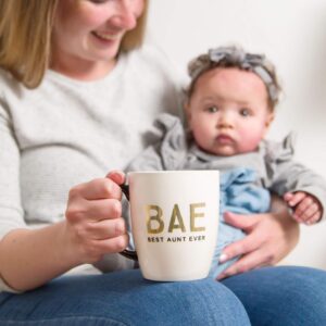 Pearhead Bae Best Aunt Ever Ceramic Mug, Aunt Coffee Mug, Best Aunt Gifts, White