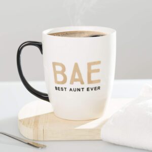 Pearhead Bae Best Aunt Ever Ceramic Mug, Aunt Coffee Mug, Best Aunt Gifts, White