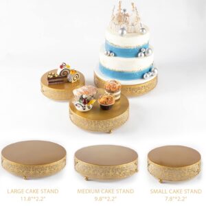 Cake Stands Set Round Cupcake Stand Christmas Decorations for Dessert Table Wedding Birthday Party 3Pc Gold Metal