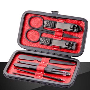 Manicure Pedicure Kit Nail Clippers Set 18 in 1 High Precision Stainless Steel Cutter File Sharp Scissors for Men & Women Fingernails & Toenails Vibrissac Scissors with Stylish Case (black&red_8in1)