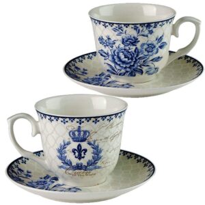 BTaT- Blue Dream Tea Set, Tea cups (8oz), Tea Pot (48oz), Creamer and Sugar Set, Gift box, China Tea Set, Tea Service, Tea Cups and Saucer Set, Tea Set for Adults, Porcelain Tea Set