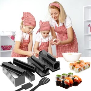 Eoneka Sushi Making kit for Beginners, DIY Sushi Maker Kit Food Grade Sushi Make Set Reusable Rice Roller Mold Sushi Starter Set Sushi Knife Fork Spatula Home Sushi Tool