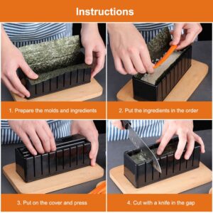 Eoneka Sushi Making kit for Beginners, DIY Sushi Maker Kit Food Grade Sushi Make Set Reusable Rice Roller Mold Sushi Starter Set Sushi Knife Fork Spatula Home Sushi Tool