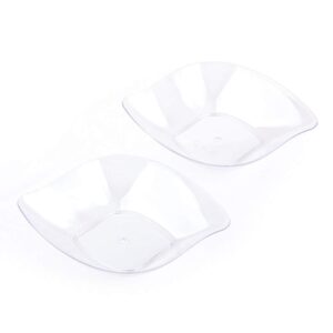 Kingrol 100 Count Mini Dessert Plates, Clear Disposable Plates for Cakes, Desserts, Appetizers, Snacks, Tastings, 4.5 x 3.62 x 0.87 Inch