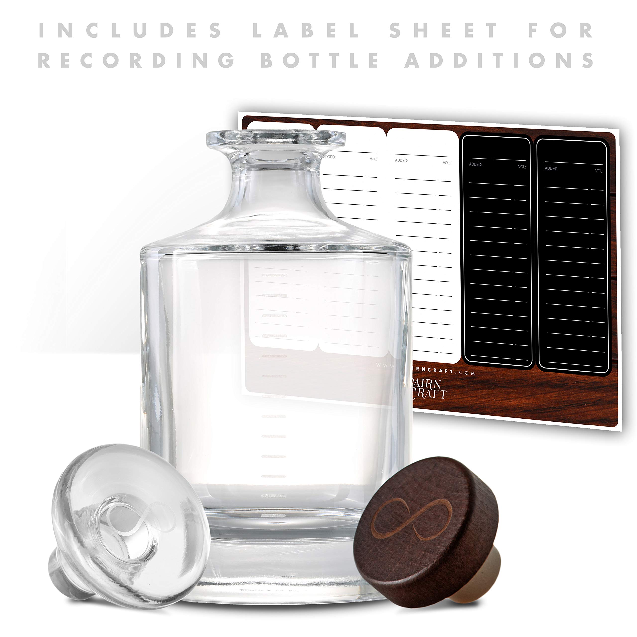 Whiskey Infinity Decanter - Cairn Craft Glass Whisky & Liquor Bottle and Stopper (1L capacity with 2oz markings)