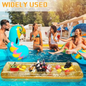 2 Pieces Inflatable Buffett Cooler Inflatable Food Cooler Buffet Inflatable Serving Bar Tray with Glittering Confetti Inflatable Cooler (Gold)