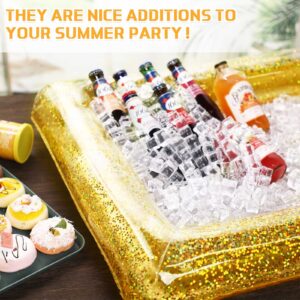 2 Pieces Inflatable Buffett Cooler Inflatable Food Cooler Buffet Inflatable Serving Bar Tray with Glittering Confetti Inflatable Cooler (Gold)