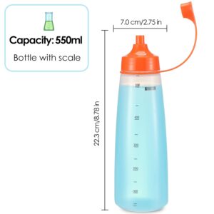 Ondiomn Condiment Squeeze Bottle Wide Mouth, 2 Pack 550ml Empty Reusable Squeeze Bottles for Honey,Batter,Catsup,Onion,Resin,Baking,Expoxy,Relish, BPA Free-Food Grade