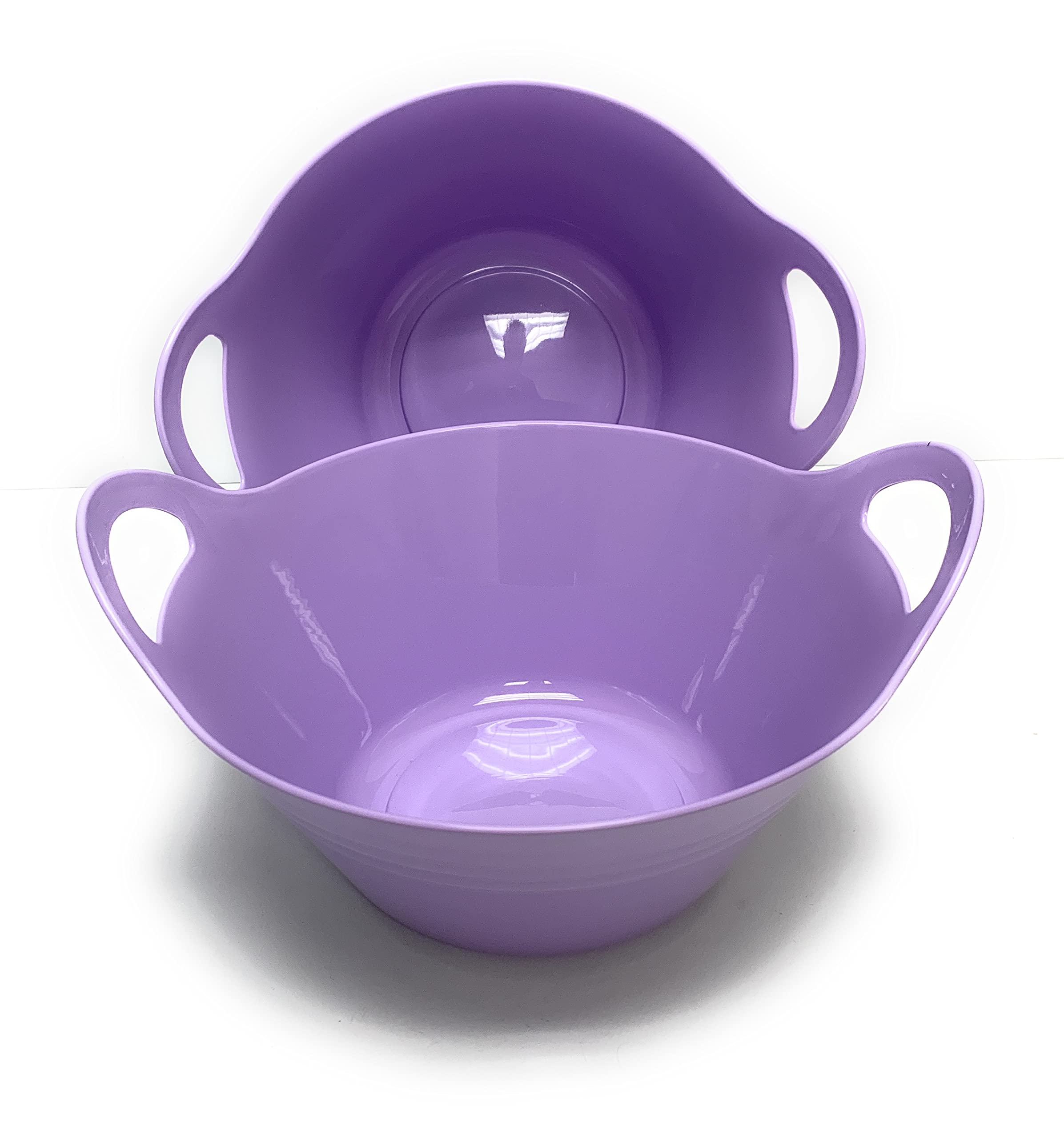 Mintra Home Plastic Bowls with Handles (4.5L Large 2pk, Lavender)