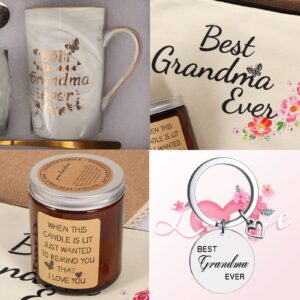 WeTop Best Grandma Ever Gifts Basket, Christmas, Mothers Day, Birthday Gifts for Grandma From Granddaughter Grandson Grandchildren Grandkids, Coffee Mug/Candle/Keychain Personalized presents Set.