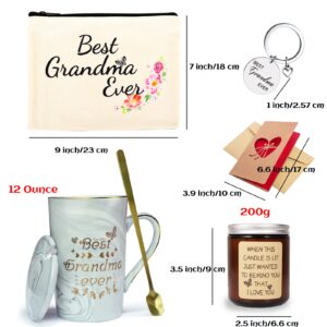 WeTop Best Grandma Ever Gifts Basket, Christmas, Mothers Day, Birthday Gifts for Grandma From Granddaughter Grandson Grandchildren Grandkids, Coffee Mug/Candle/Keychain Personalized presents Set.