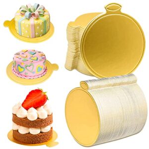 abnaok mini cake boards golden cardboard mousse cake base 100pcs cake paper board dissert plates circle patries cardboard cupcake base display dessert board grease (round cake base)