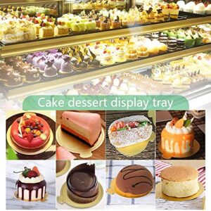 Abnaok Mini Cake Boards Golden Cardboard Mousse Cake Base 100PCS Cake Paper Board Dissert Plates Circle Patries Cardboard Cupcake Base Display Dessert Board Grease (Round Cake Base)