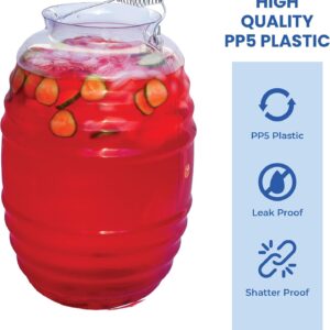 CHAMPS 5 Gallon Jug with Lid - Aguas Frescas Vitrolero Plastic Water Container - 5 Gallon Drink Dispenser - Large Beverage Dispenser Ideal for Agua fresca and Juice - Portable Drink Jar Containers