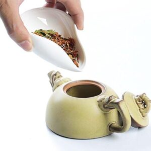 11x4CM White Porcelain Cha He Tea Vessel -Coffee Bean Weighing Tray-Loose Leaf Tea Presentation- Tea Accessory - Tea Scoop