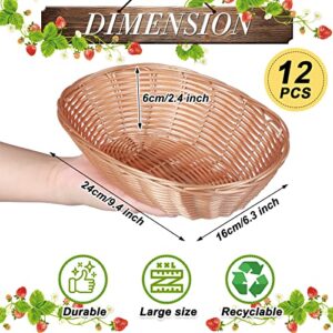 12 Pack Bulk Plastic Oval Basket Small Fruit Bread Basket Food Storage Basket Bin for Gifts Empty Home Kitchen Restaurant Food Serving Storage Display Decor