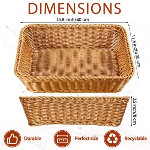 Eccliy 6 Pack Poly Wicker Bread Basket Imitation Rattan Woven Bread Baskets Woven Tabletop Food Fruit Vegetables Serving Basket for Restaurant Serving Display Home Outdoor Restaurant(15.7 Inch)