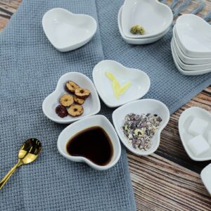 SOCOSY Heart-shaped Multipurpose Ceramic Sauce Dish Seasoning Dishes Sushi Dipping Bowl Appetizer Plates Serving Dish Saucers Bowl(Set of 4)