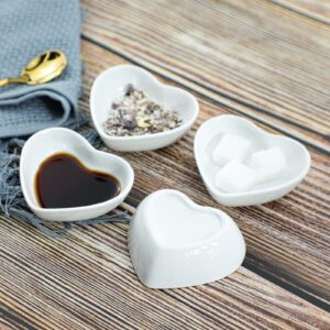 SOCOSY Heart-shaped Multipurpose Ceramic Sauce Dish Seasoning Dishes Sushi Dipping Bowl Appetizer Plates Serving Dish Saucers Bowl(Set of 4)