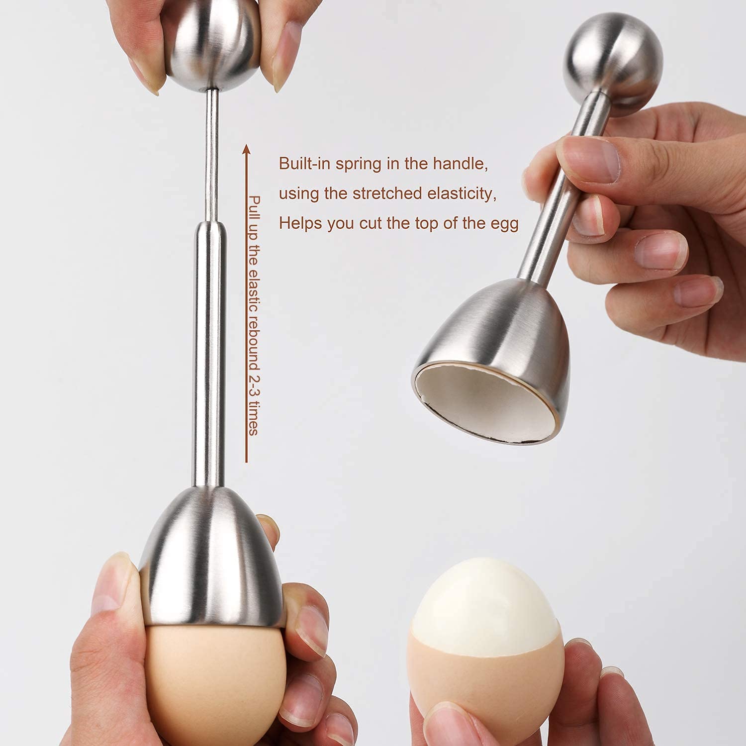 Ceramic Egg Cup Egg Cracker Topper Set for Soft Hard Boiled Eggs Shell Removal Includes 1 Egg Cutter 4 Ceramic Egg Cups and 4 Spoons (Egg Cracker Topper Set)