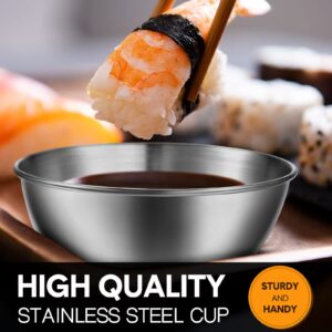 30 Pack Stainless Steel Sauce Dishes 3.3 Inch Round Seasoning Bowls Sushi Dipping Bowls Silver Small Mini Condiment Cups Metal Ingredient Bowls for Prep Appetizer Plates Set for Kitchen