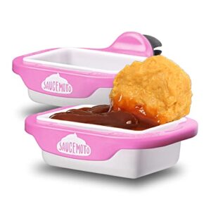 saucemoto dip clip | car sauce holder for ketchup and dipping sauces. no more dry fries or sauceless nuggets. as seen on shark tank (2 count pack, pink)