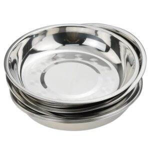 nicesh 7.64 inch stainless steel round plate, dinner plate dish, pack of 6