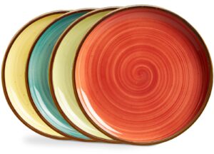 onemore porcelain plates set 10.5 inch large dinner plates for salad dessert ceramic serving plate set of 4, microwave and dishwasher safe