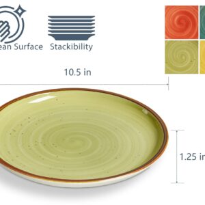 ONEMORE Porcelain Plates Set 10.5 inch Large Dinner Plates for Salad Dessert Ceramic Serving Plate Set of 4, Microwave and Dishwasher Safe