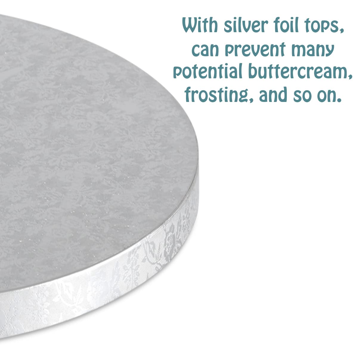 Silver Cake Drum Round 12 Inch Cake Boards with 1/2-Inch Thick Smooth Edges for Multi Tiered Birthday Wedding Party Cake Drums Board