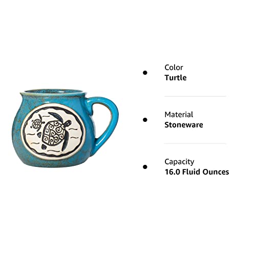 Cape Shore Handcrafted Bean Pot Stoneware 16oz Mug, Multiple Styles Available (Turtle)