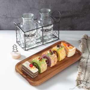 2 Pcs Small Rectangular Wooden Tray Decorative Acacia Wood Appetizer Cheese Plates Small Sandwich Dessert Trays Rectangle Serving Platter for Decor Snacks Plate Food Dish Charcuterie Boards