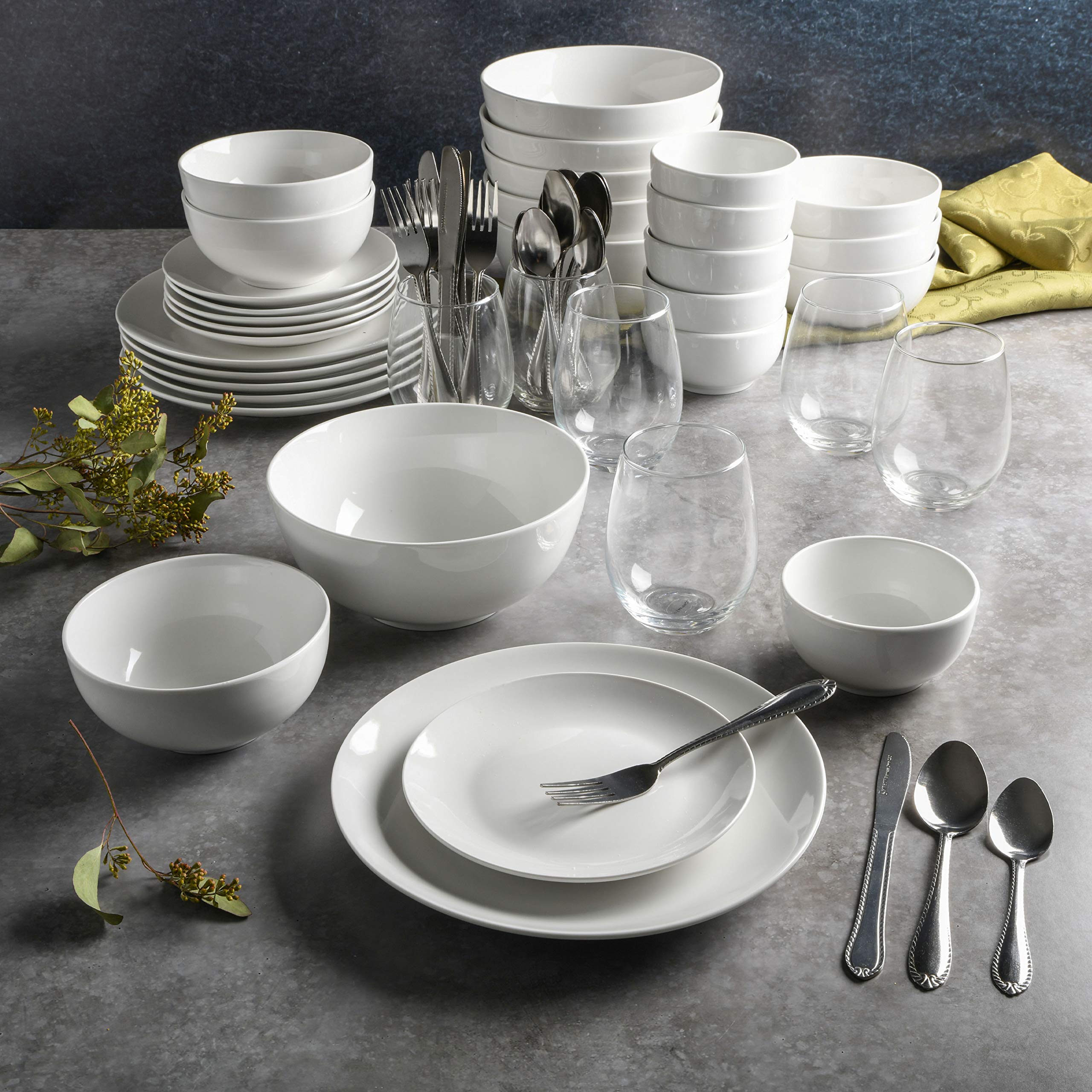 Gibson Home All U Need Dinnerware Combo Set, White, 60-Piece