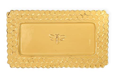 Boston International JC17147 Rectangular Ceramic Serving Platter, 13 x 7.5-Inches, Honeycomb