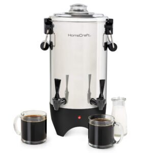 homecraft 45-cup coffee urn and hot beverage dispenser with double dripless faucet, quick-brewing, stainless steel