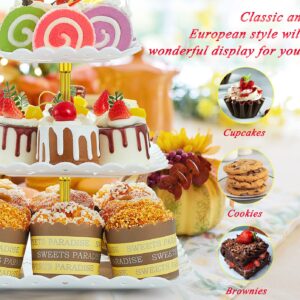 Dessert Table Display Set, 5 Pcs Cupcake Stand Set, Yuugitil White Gold Square Cupcake Tower & 14.5" Appetizer Serving Trays for Party, 3 Tier Cupcake Holder for Wedding Birthday Baby Shower