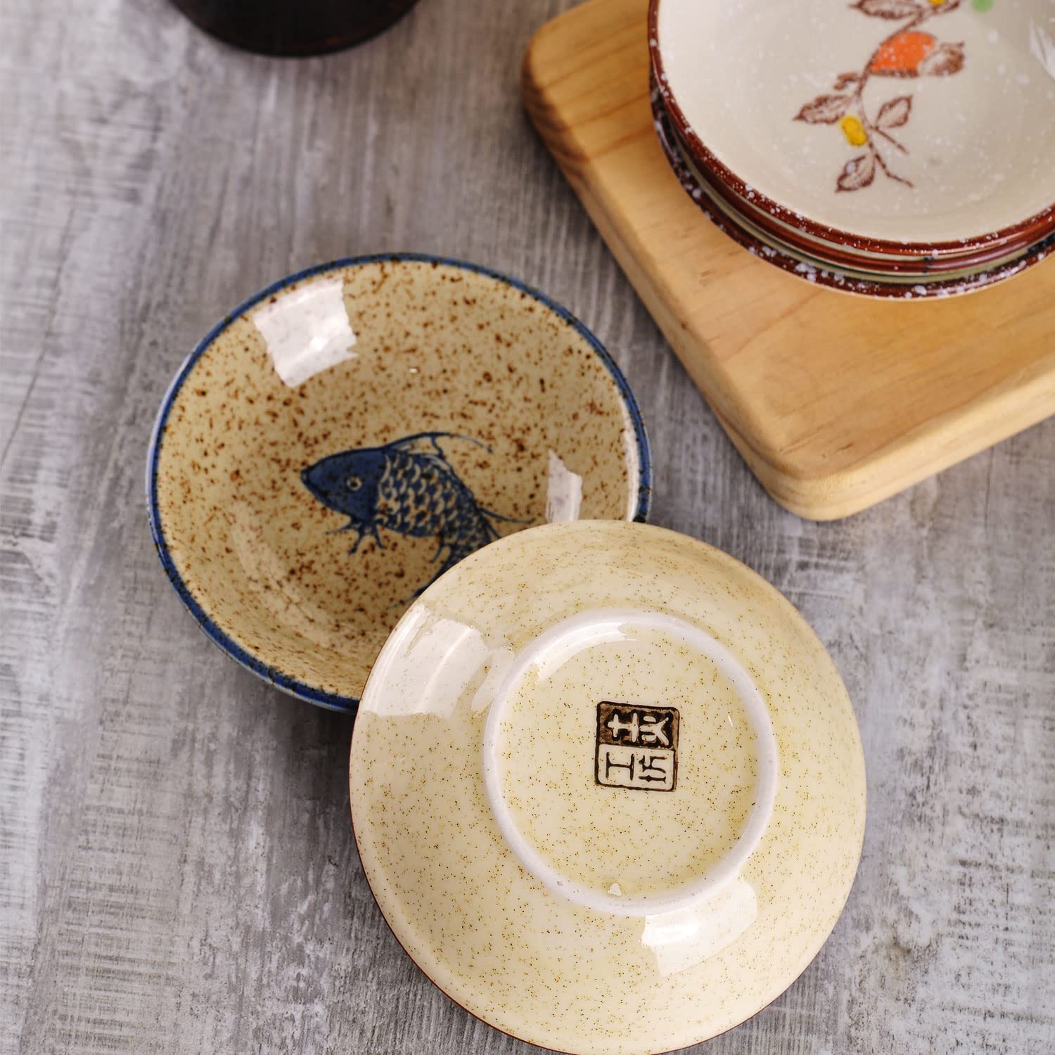 WHJY Japanese Retro Porcelain Side Dish Ceramic Side Dishes Bowl Seasoning Dishes Soy Dipping Sauce Dishes - Set of 5