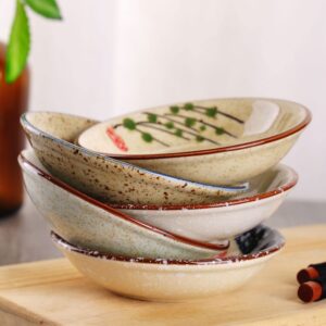 WHJY Japanese Retro Porcelain Side Dish Ceramic Side Dishes Bowl Seasoning Dishes Soy Dipping Sauce Dishes - Set of 5