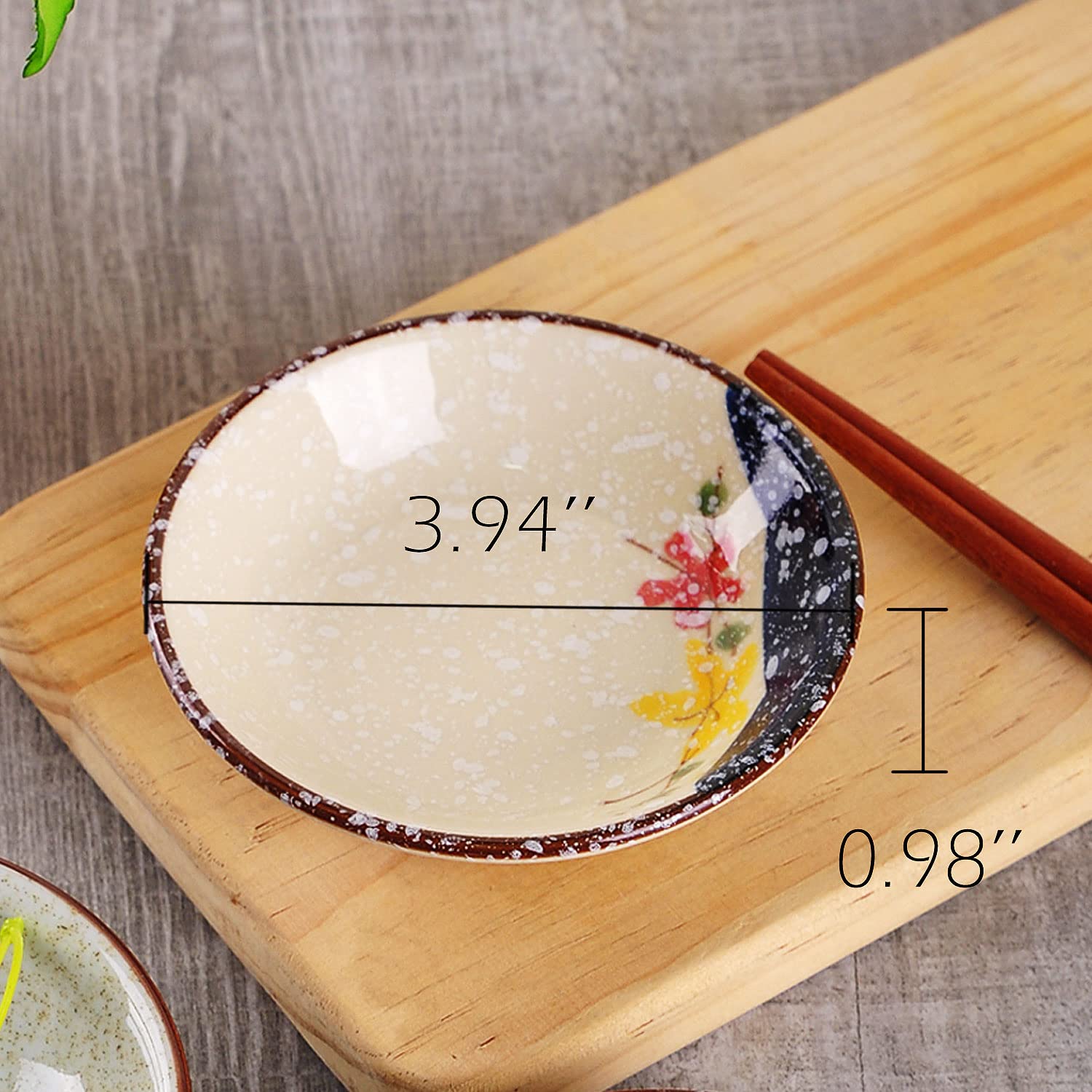 WHJY Japanese Retro Porcelain Side Dish Ceramic Side Dishes Bowl Seasoning Dishes Soy Dipping Sauce Dishes - Set of 5