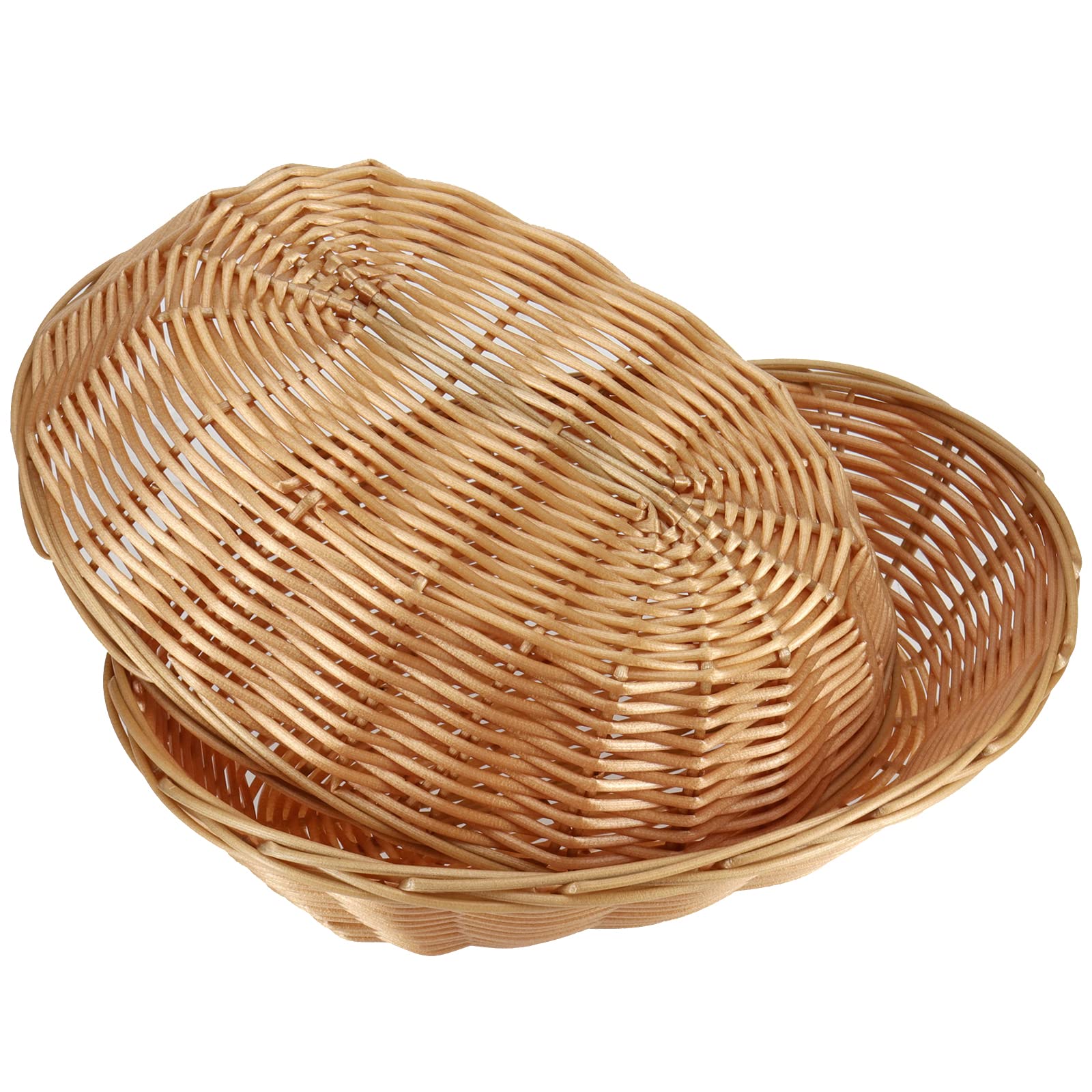 SINJEUN 20 Pack Wicker Bread Basket, Handwoven Oval Plastic Basket, Woven Tabletop Fruit Vegetables Food Serving Basket for Home, Kitchen, Restaurant, Light Brown