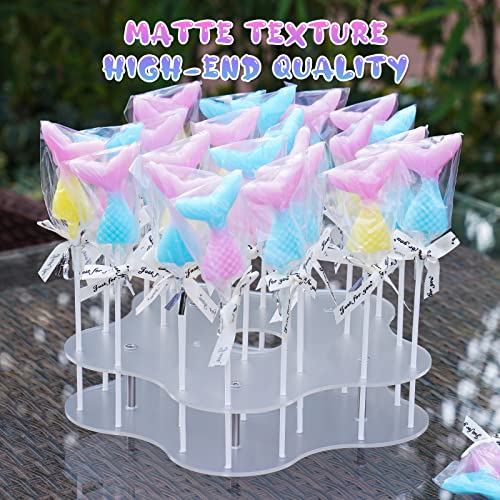 NiHome Acrylic Cake Pop Display Stand, 25 Holes Acrylic Holder Display Stand for Dessert Table Cupcakes Lollipops Candy Weddings Baby Showers Birthday Parties Anniversaries Halloween (Frosted)