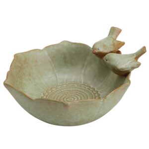 MyGift Decorative 2 Birds Garden Design Ceramic Green Serving Bowl/Jewelry Tray/Candy & Nut Dish