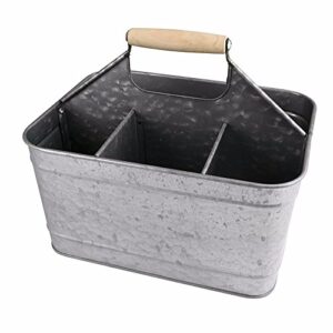 benzara galvanized metal sturdy carry all serveware, gray